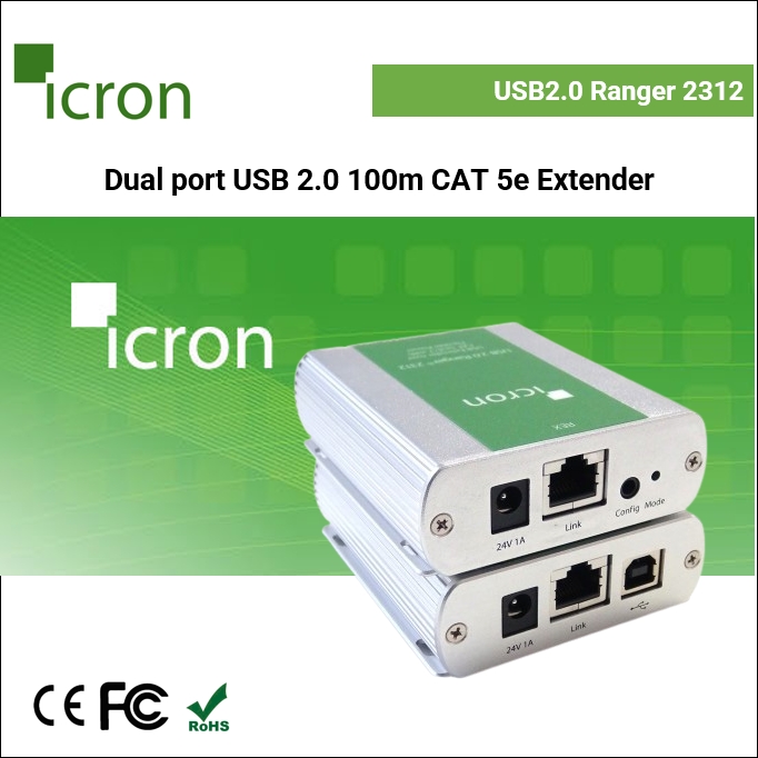 USB 2.0 Ranger® 2312 Dual port CAT 5e/6/7 100 meter extender | On ...